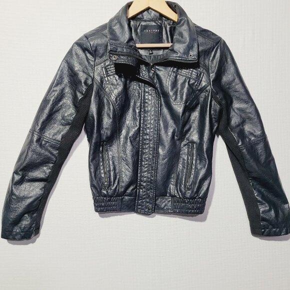 therapy | Jackets & Coats | Therapy Womens Medium Black Poly Leather ...
